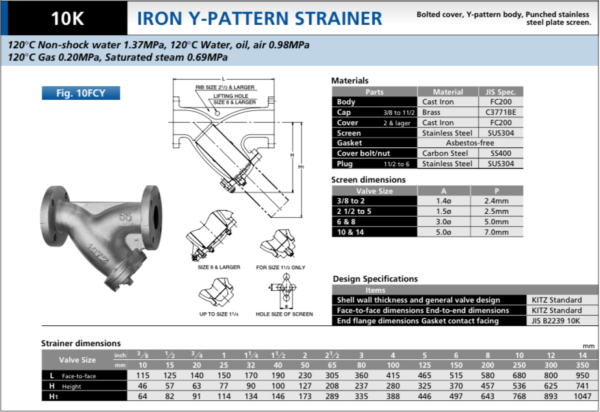 Kitz 10FCY Cast Iron Y-Pattern Strainer – TYVAL Industrial Supply Corporation